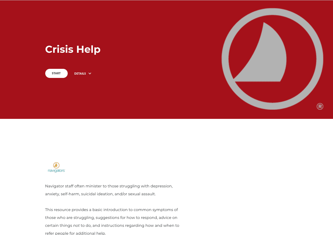 Crisis Help – Navigators Train – Develop – Care